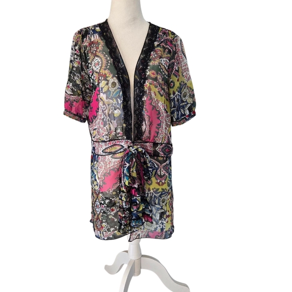 CAbi | Tops | Cabi Womens Beaches Of St Tropez Sheer Floral Kimono Top ...